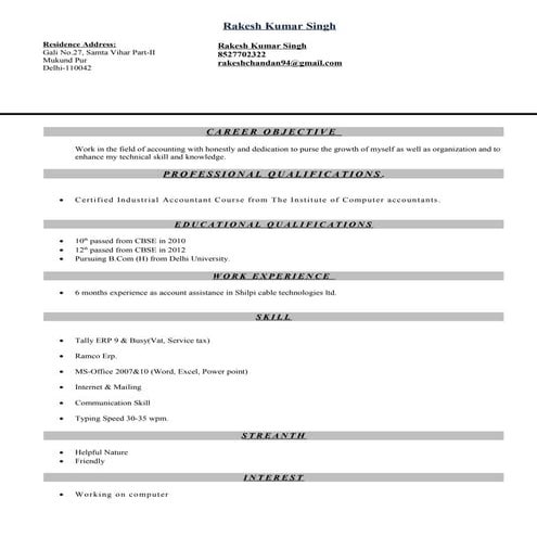 Rakesh cv | DOC