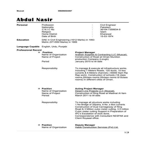 Civil Engineer resume | PDF