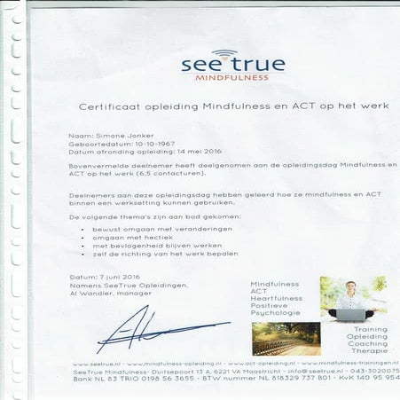 Certificaat ACT Werk | PDF