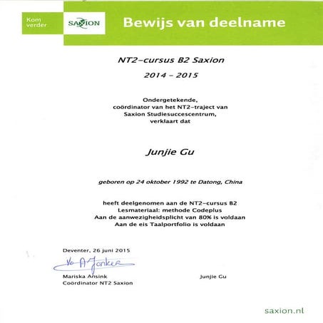 Bewijs van deelname | PDF