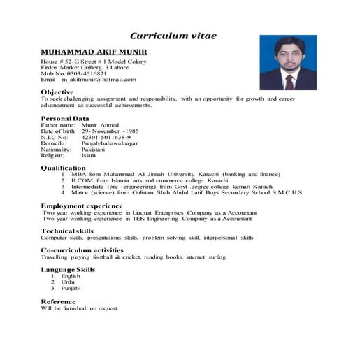 MUHAMMAD AKIF MUNIR cv | DOCX