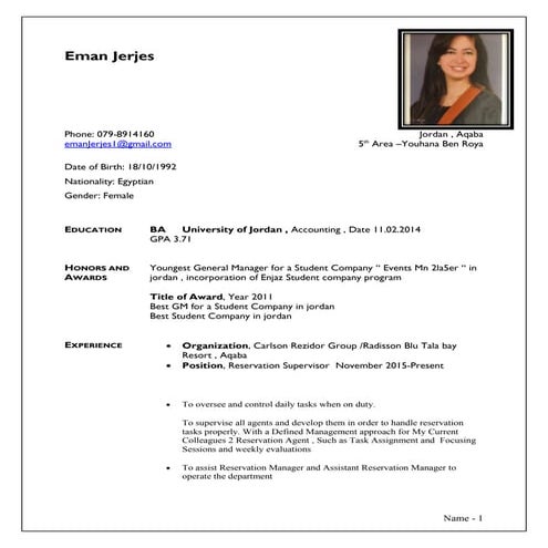 CV-Eman New1 | PDF | Hotels and Motels | Travel Type