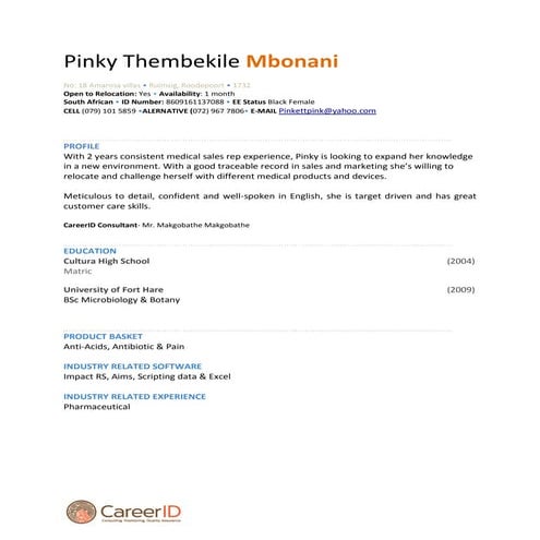 Mbonani, Pinky Thembekile | PDF