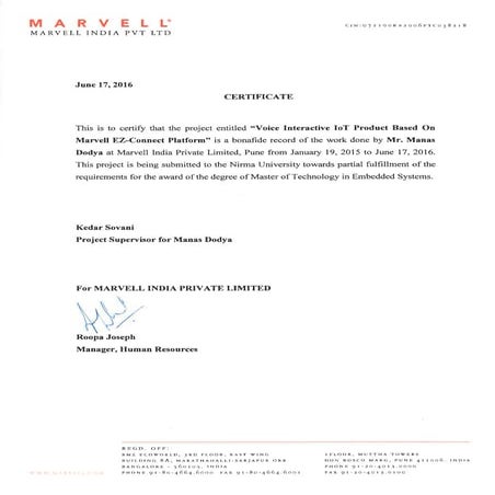 Interim Internship Certificate - Manas | PDF