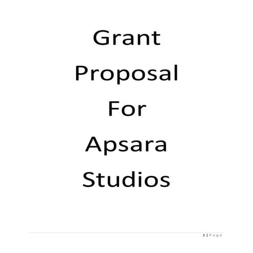 Grant Proposal for Apsara Studios | PDF