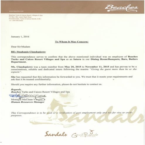 Reference Letter BEACHES | PDF