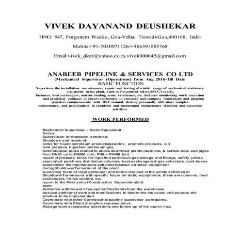 vivek curricullum vitae | PDF