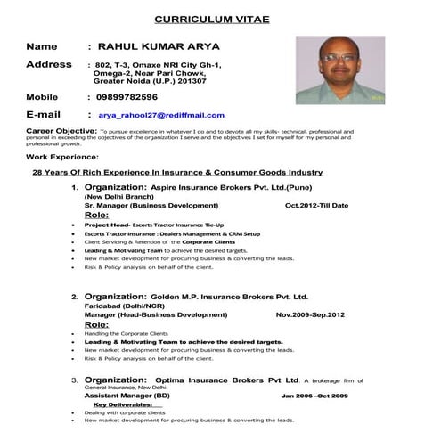 CV-Rahul | DOC | Business | Business and Finance