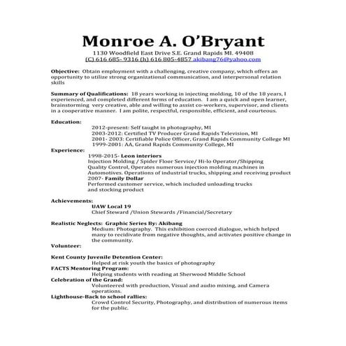 Monroe O'bryant presentations