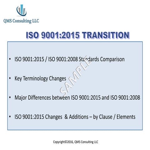 ISO 9001.2015 Transition (Sample) | PDF