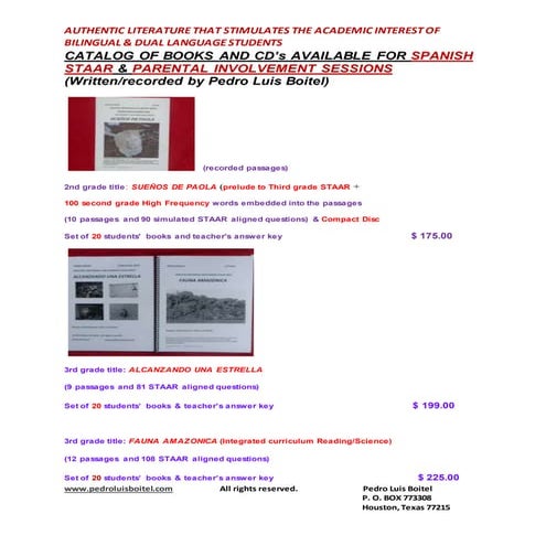 SPANISH STAAR & PARENTAL INVOLVEMENT CATALOG (PEDRO LUIS BOITEL) June ...