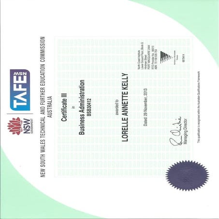 Certificate III Business Administration Certificate | PDF