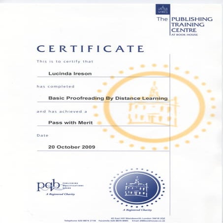 Proofreading Certificate Pdf