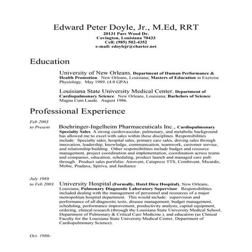 Resume 1, Joyce Lincourt-Sullivan | PDF