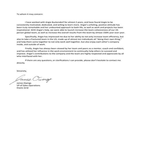 Letter of Recommendation - JOwings | PDF