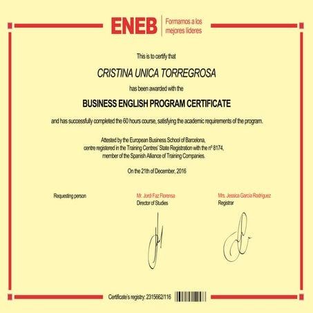 busness program certificate | PDF