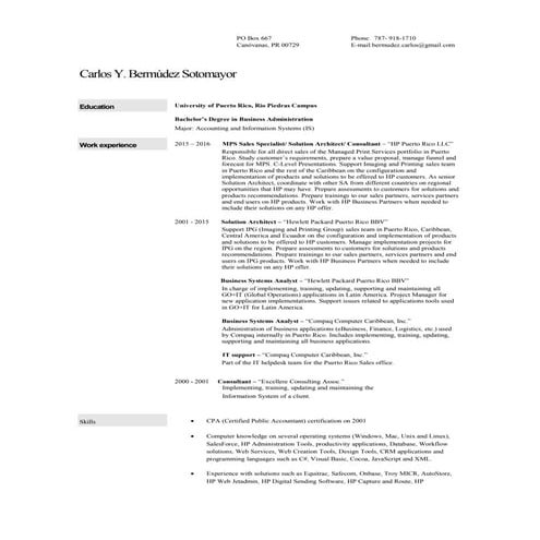 Resume | DOC | Computing | Technology & Computing