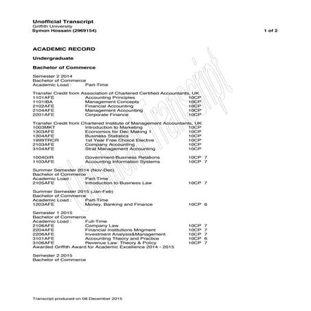 Academic Transcript | PDF