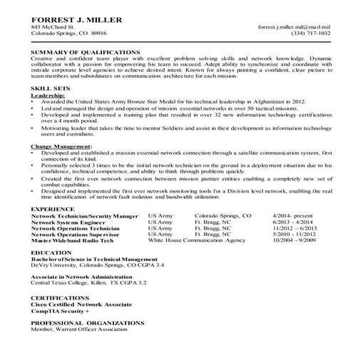Resume_Miller | DOCX | Computer Networking | Computing
