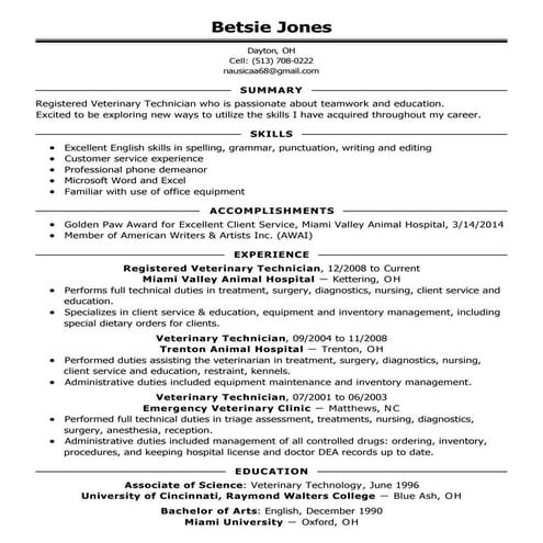 Betsie Jones RVT Resume 1 | PDF