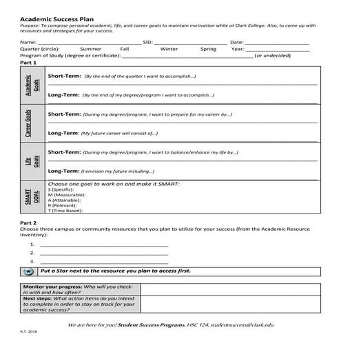 Academic Success Plan May 2016 | PDF