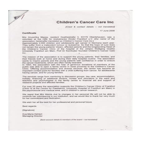 Volunteer work, fundraising, reference letters | PDF