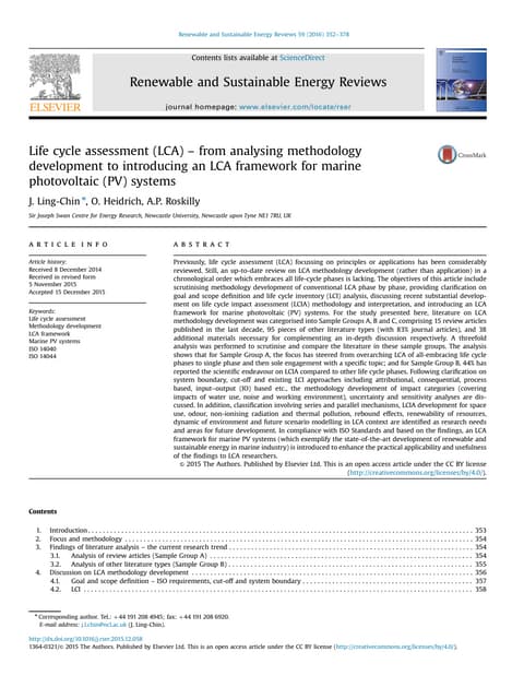 Life cycle assessment (LCA) - from analysing methodology development to ... Life cycle assessment (LCA) - from analysing methodology development to ...