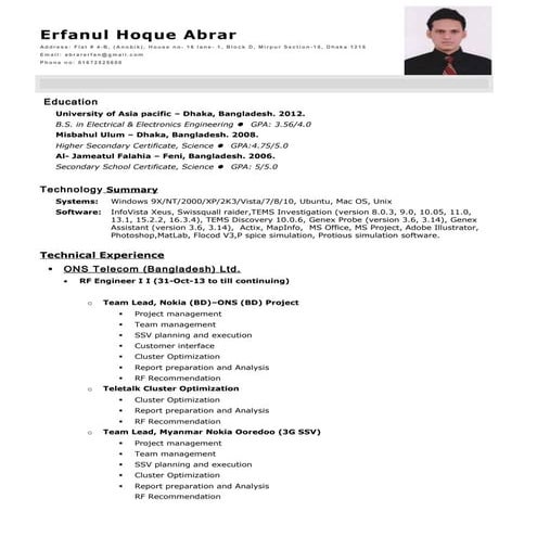 CV_Erfanul Hoque Abrar_EEE | PDF