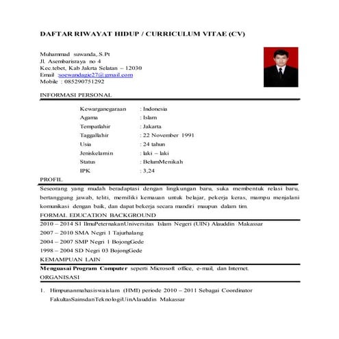 MUHAMMAD SUWANDA CV | PDF