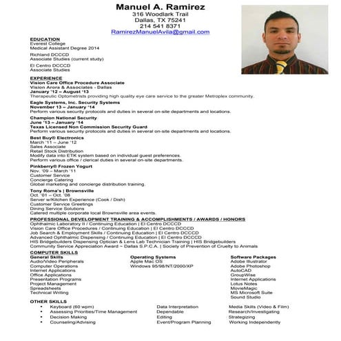 MANUEL AVILA RAMIREZ - RESUME - AUGUST 2015 | PDF