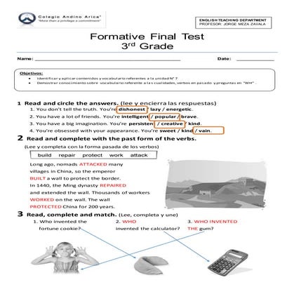 3 básico formative test 7 | DOCX