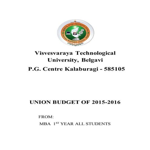 UNION BUDGET 2015 16 | PDF