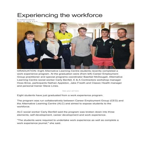 Whyalla News -Experiencing the workforce | DOCX