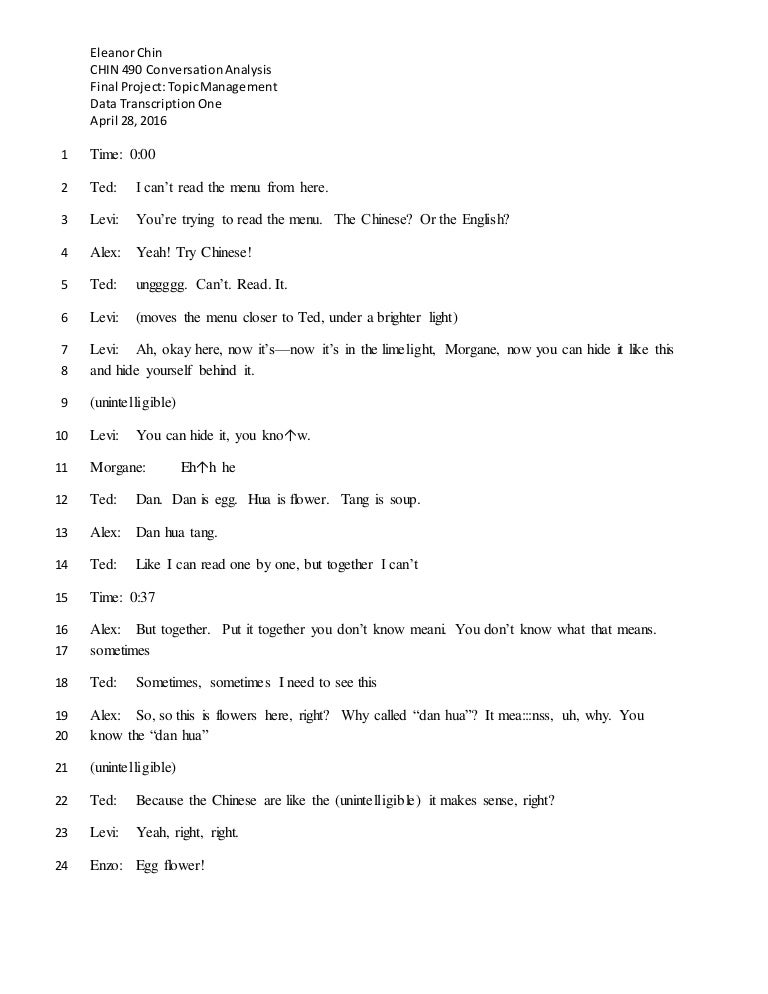 Conversation analysis final data transcription