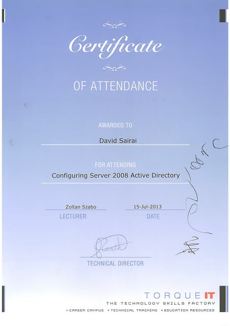 ITIL Foundation v3 Attendance Certificate | PDF