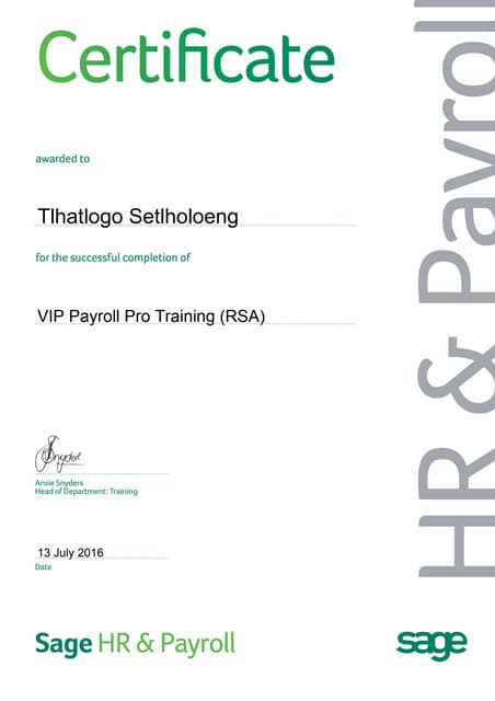 Payroll Administration Certificate | PDF