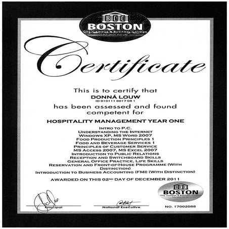 Hospitality Management Certificate N4 | PDF