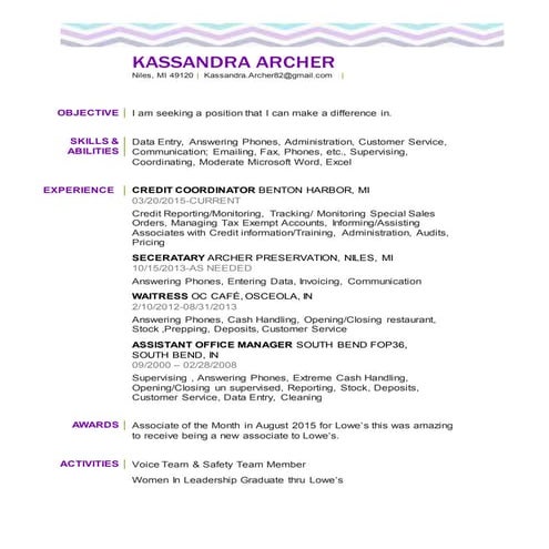 Kassandra Archer resume2 | PDF