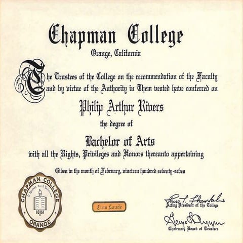 Chapman College Diploma-Philip | PPT