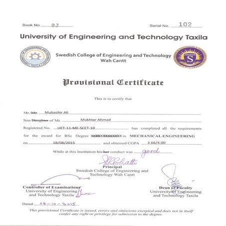 Provisional certificate | PDF