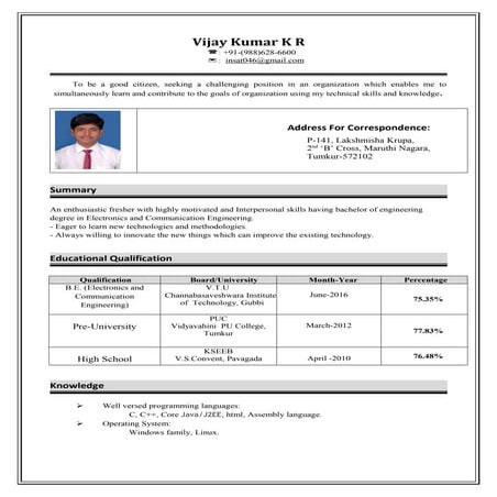 Resume_Vijay - Copy | DOC | Computing | Technology & Computing