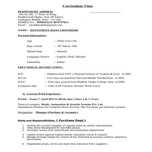 DattaChoudhari_Resume | DOC