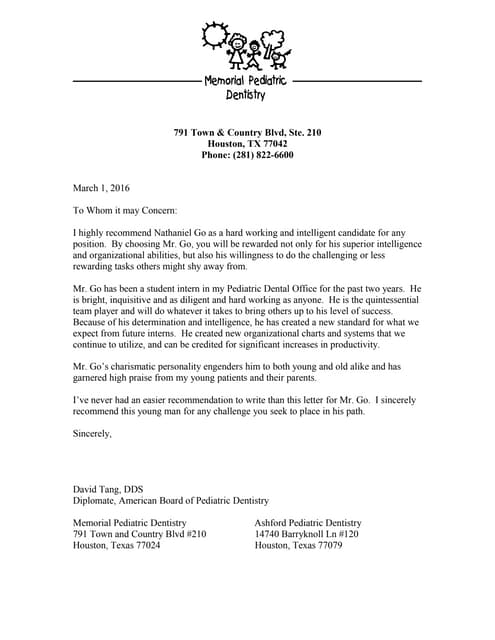 SLP Letter of Recommendation | PDF