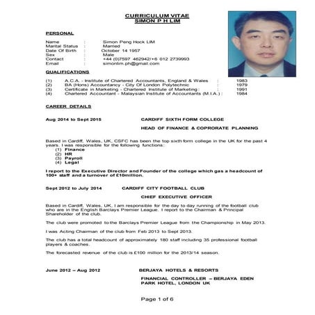 SIMON_LIM CV 2015 | DOCX | Business Administration | Business