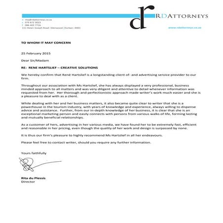 Reference letter - RD Attorneys | PDF
