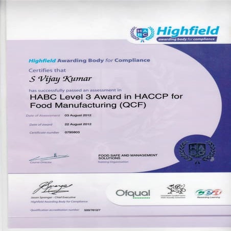 HACCP Level 3 Food Manufacturing | PDF | Food & Drink
