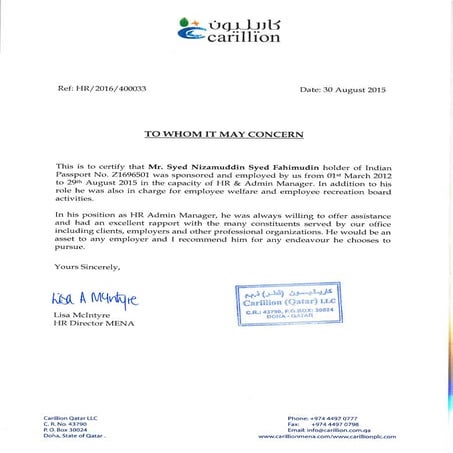 400033 Exp Letter | PDF