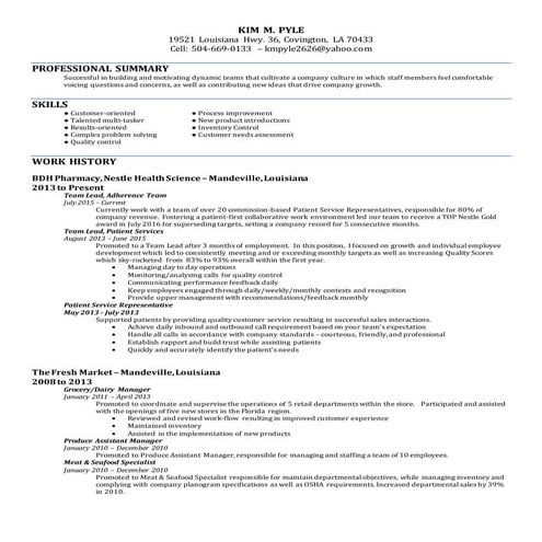 Kim M Pyle - Resume 2016 | DOCX