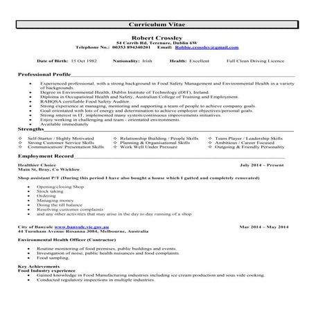 Robert Crossley CV 5 January 2014 | PDF