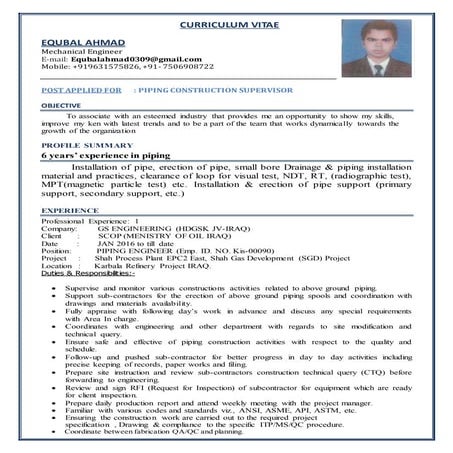 cv piping(1) | DOCX
